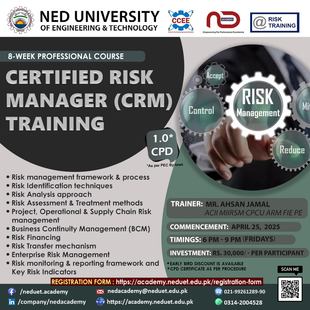 Certified Risk Manager CRM Training | NED Academy - CCEE | CMPP | PTMC